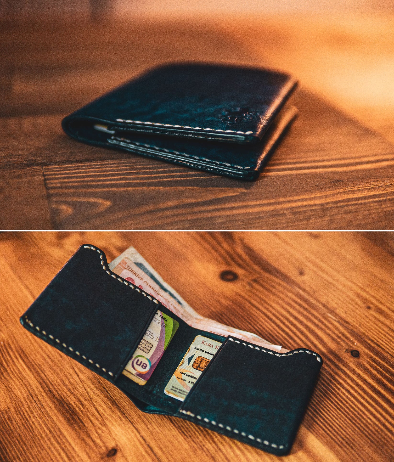 Blue Leather Wallet - Captain – Leonadem